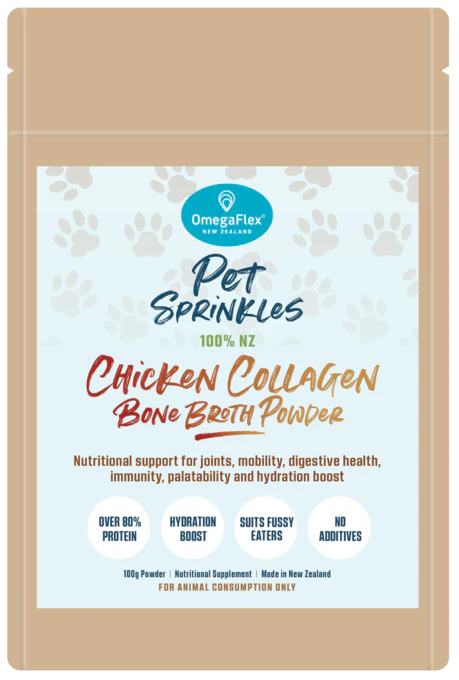 OmegaFlex Pet Sprinkles Cat & Dog Chicken Collagen Bone Broth Powder