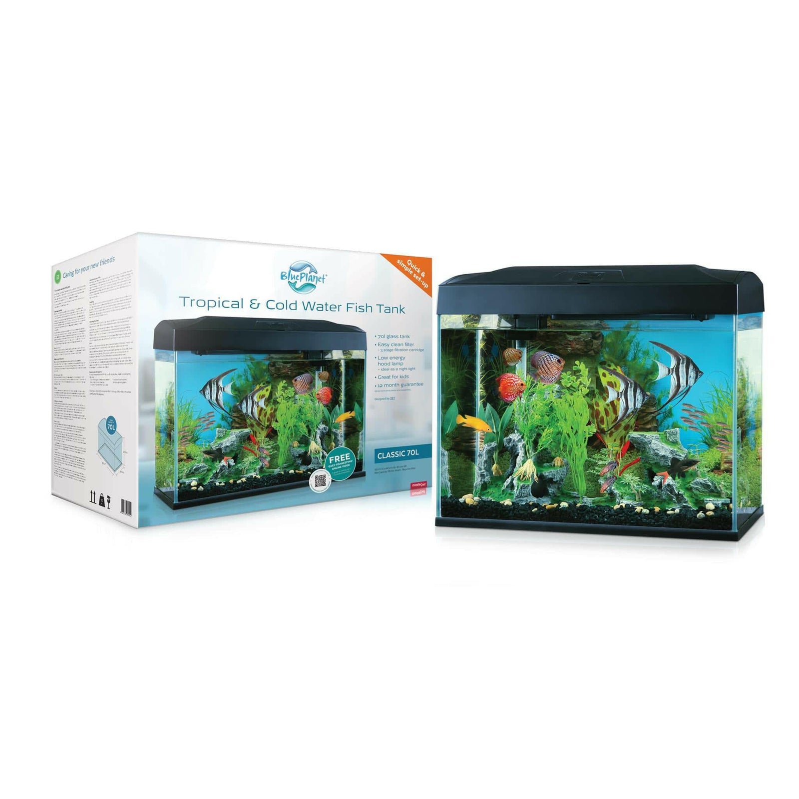 Blue Planet Classic Aquarium 70L 58x49.5x32cm - Pet Essentials - Napier